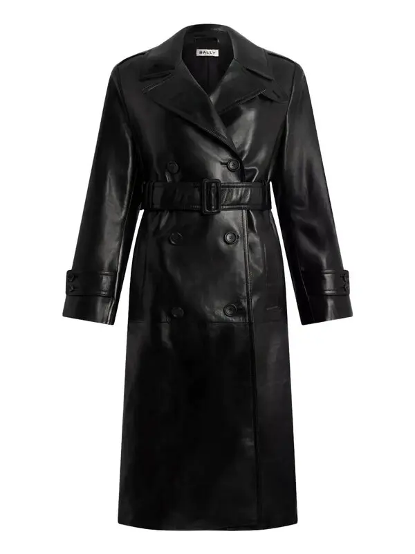 Bally Leather Trench Coat - Black