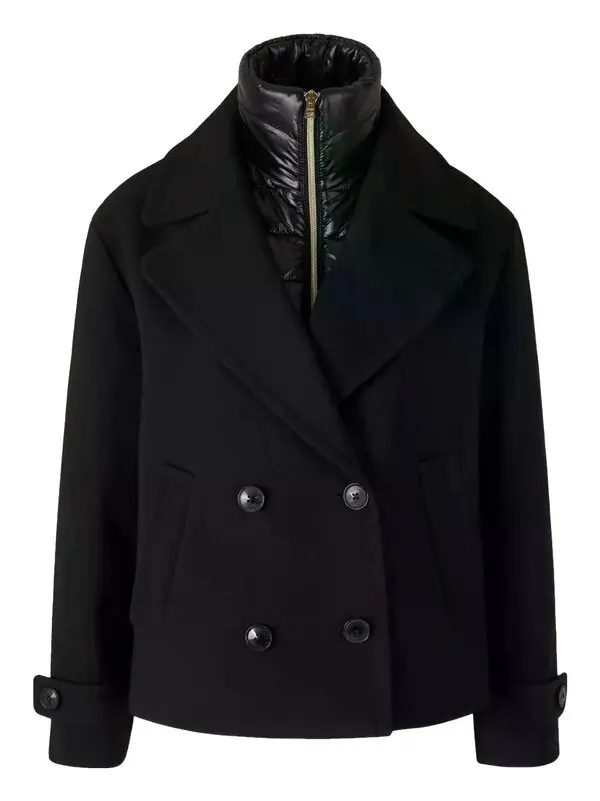 Herno Layered Pea Coat - Black