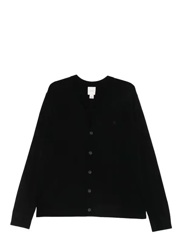 Calvin Klein Logo-embroidered Cardigan - Black