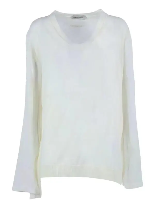 Alberta Ferretti Long-sleeve V-neck Sweater - White