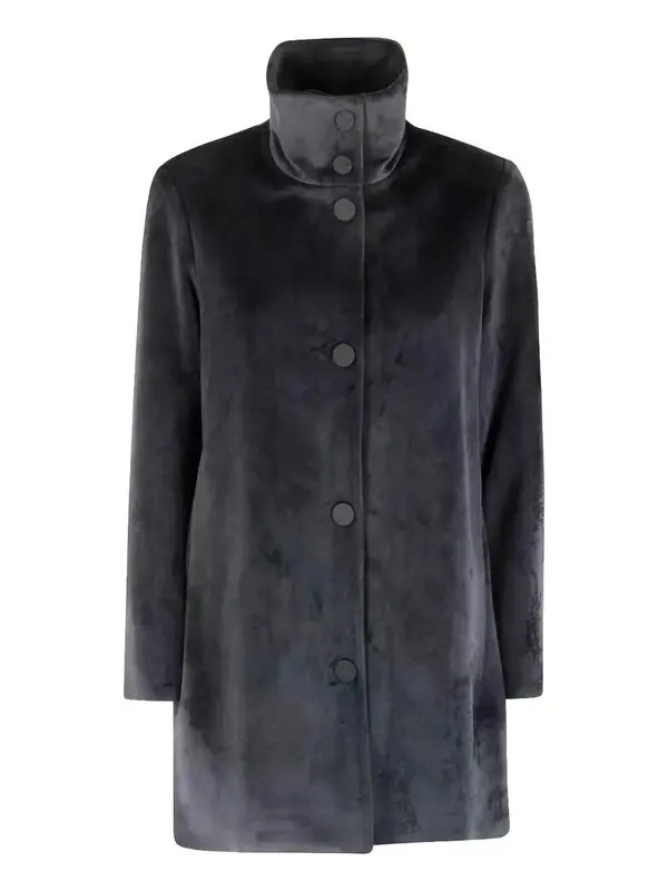 RRD Buttoned Funnel-neck Coat - Grey