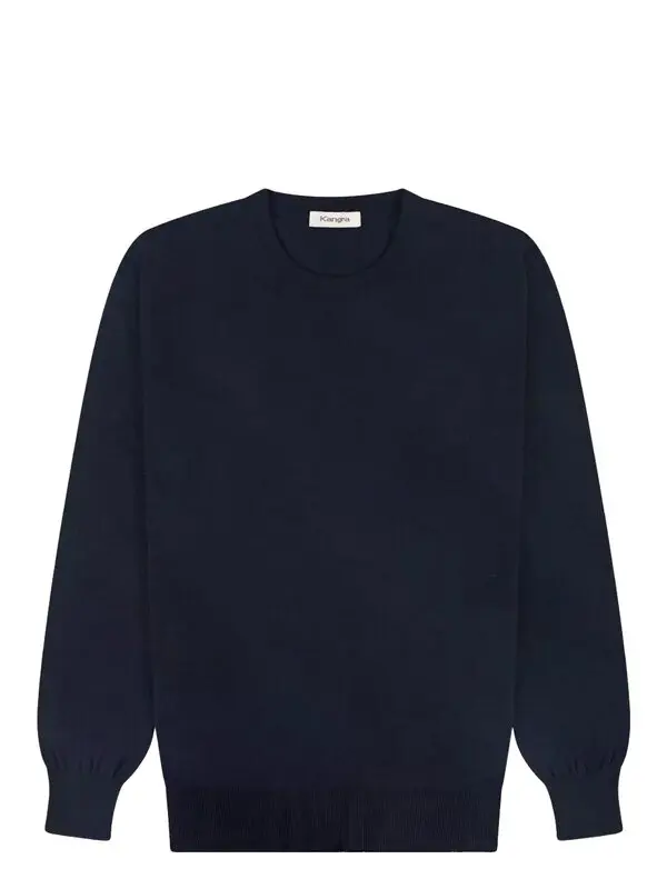 KANGRA Ribbed Trim Knitted Sweater - Blue