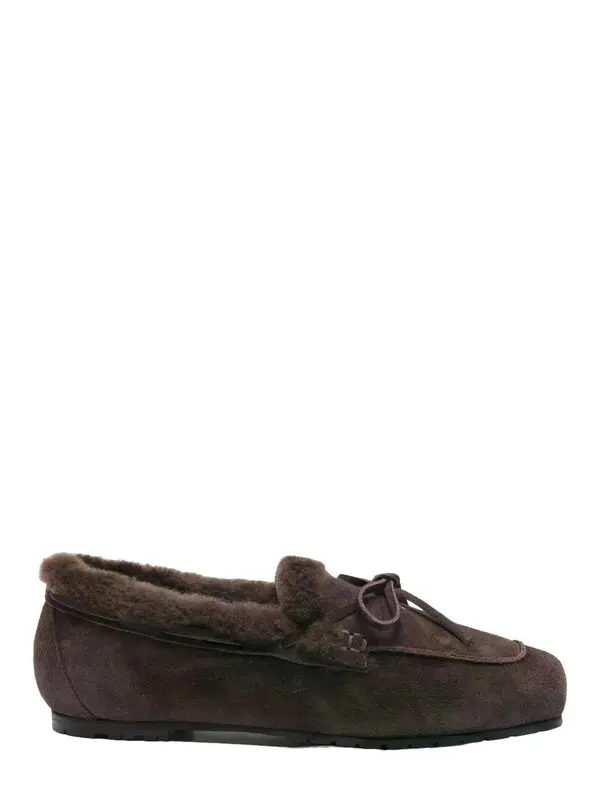 AeydĒ Suede Loafers With Tie Detail - Brown