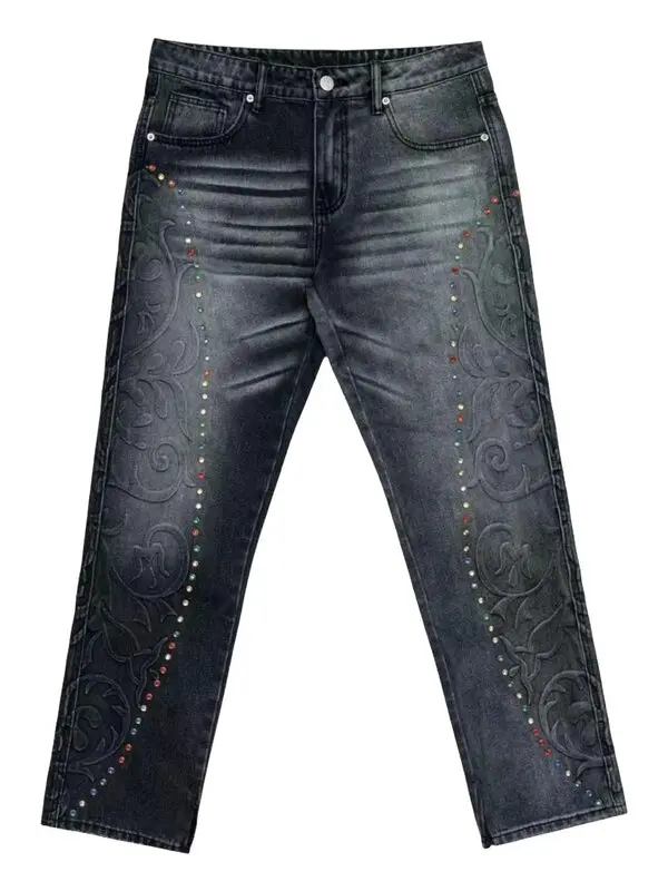 FREE REFILLS Cathedral Rhinestone Jeans - Grey
