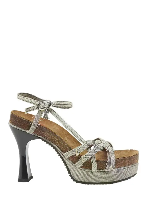 DIESEL 105mm D-woodstock Platform Sandals - Grey