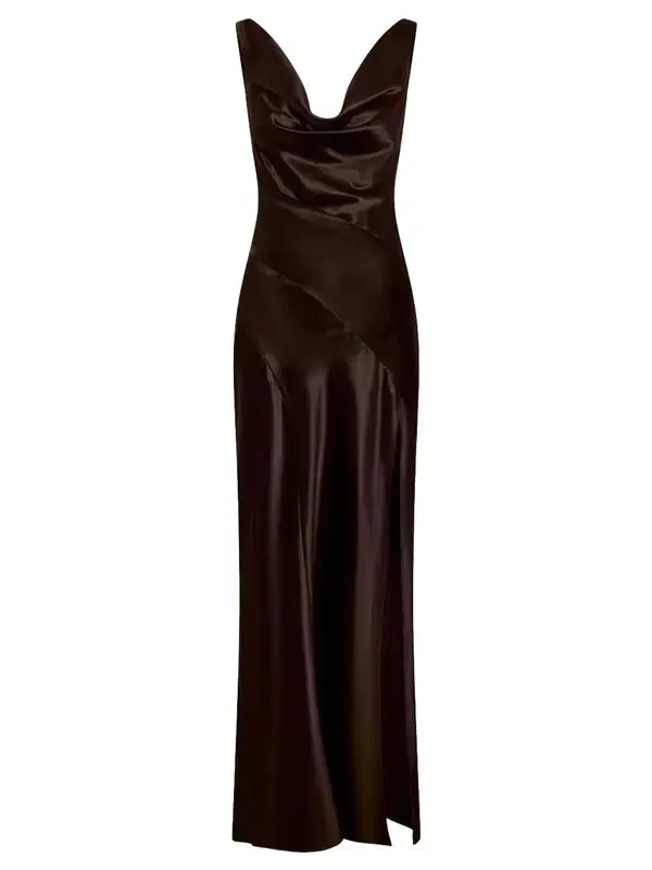 NICHOLAS Alfina Cowl-neck Slit Maxi Dress - Brown
