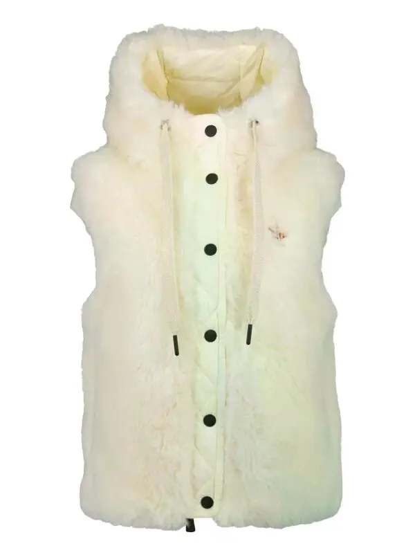 Moncler Shearling Hooded Gilet - White