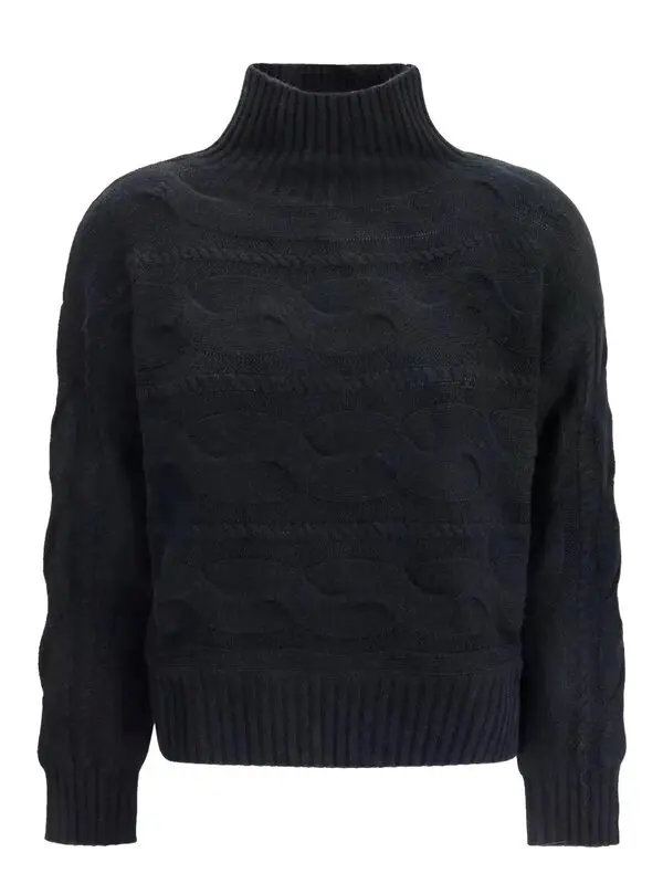 Max Mara Cable-knit Roll-neck Sweater - Black