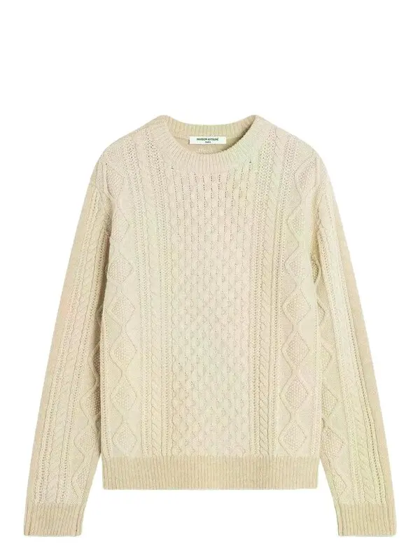 Maison Kitsuné Crew-neck Cable Knit Sweater - Neutrals