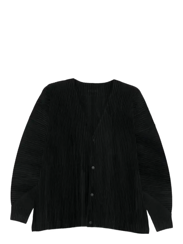 Issey Miyake Buttoned Plissé Cardigan - Black