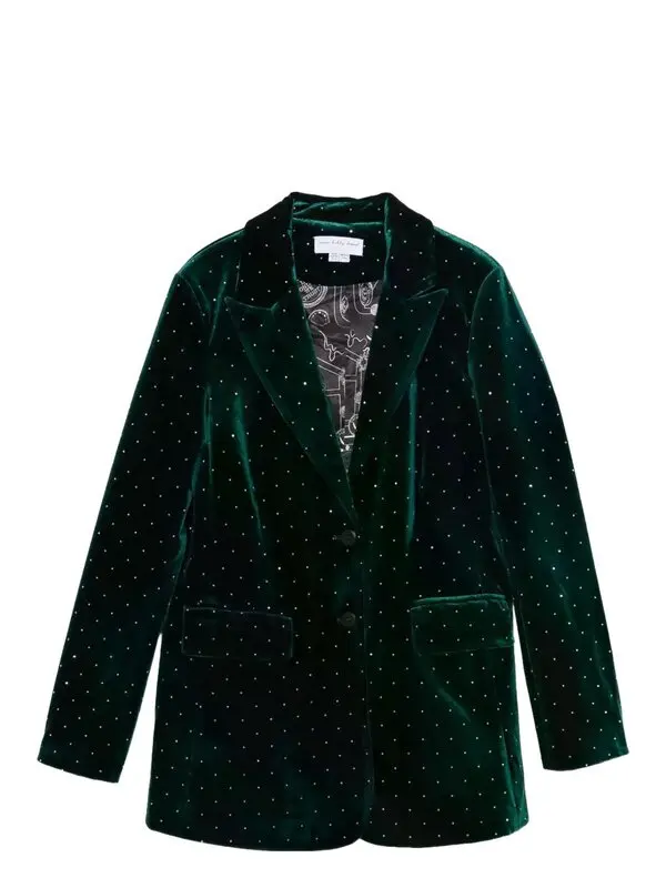 NEVER FULLY DRESSED Embellished Velvet Blazer - Green
