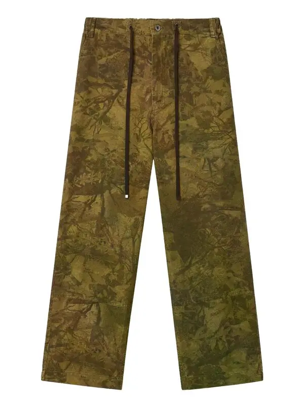 LOW CLASSIC Drawstring Camouflage Trousers - Brown