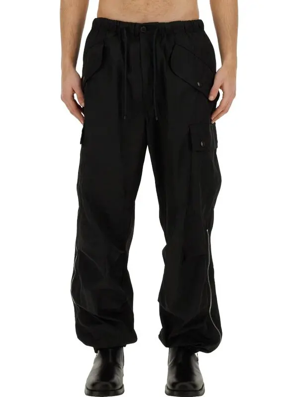 Dries Van Noten Wide Leg Cargo Trousers - Black