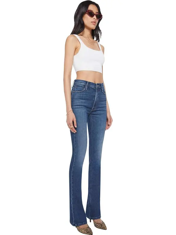 MOTHER High Waisted Runaway Shine On Jeans - Blue