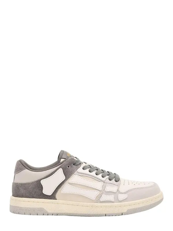 Amiri Skel Top Distressed Leather Sneakers - Dark Grey