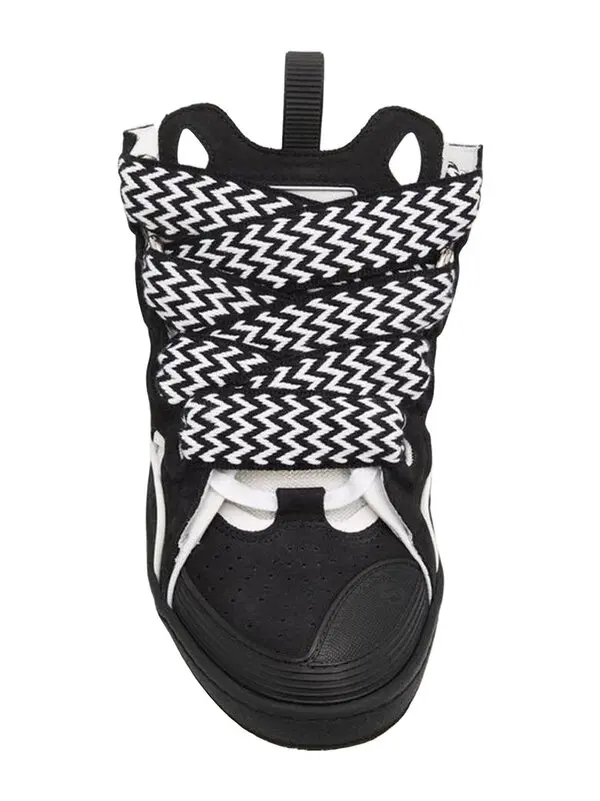 LANVIN Curb Leather Sneakers - Blackwhit