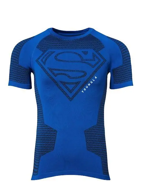 YOUNGLA X Superman Compression Tee Shirt - Blue