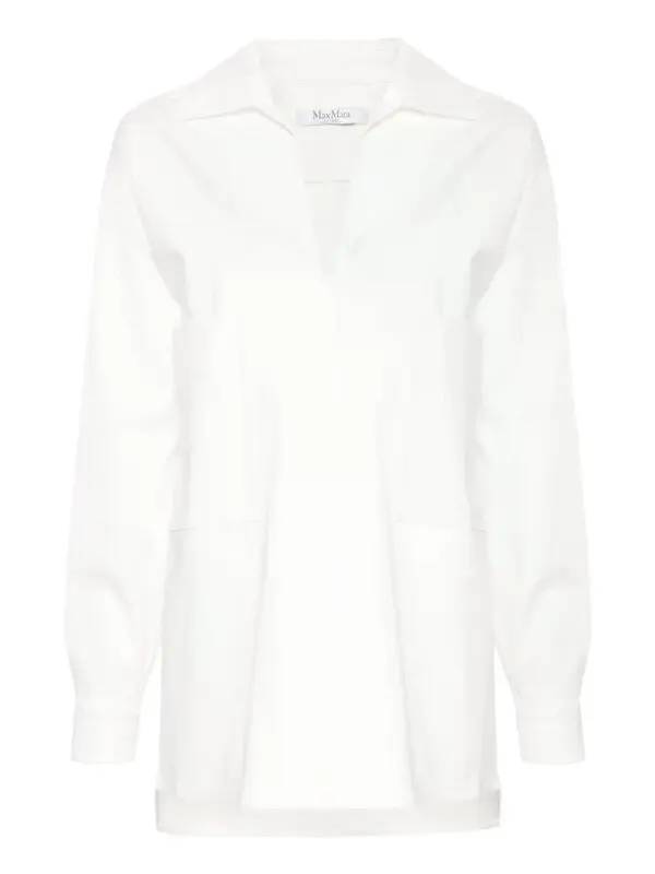 Max Mara Gabardine Weave V-neck Shirt - White