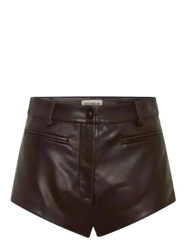 NICHOLAS Tala Faux-leather Shorts - Brown