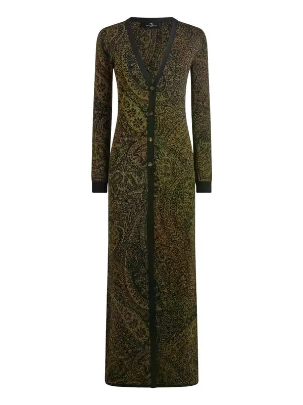 Etro Metallic Paisley Long Cardigan - Black