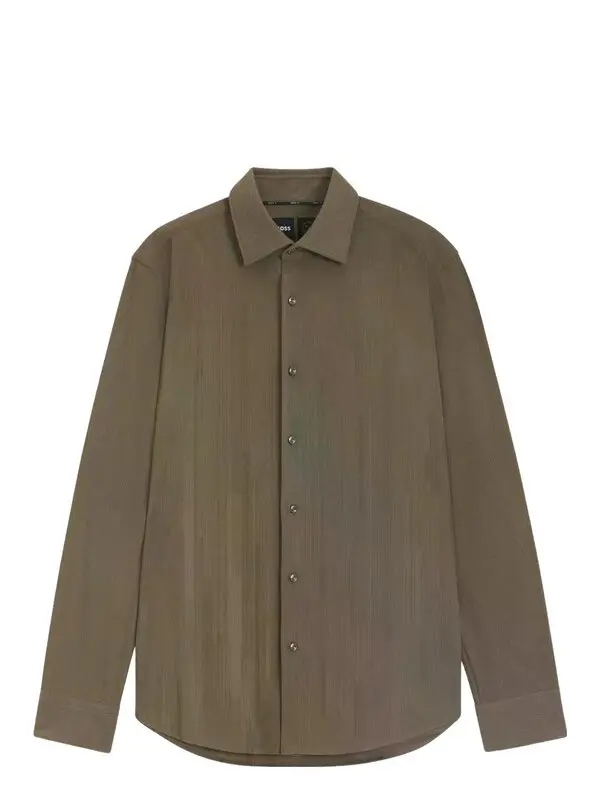 BOSS Ribbed Long-sleeve Shirt - Brown