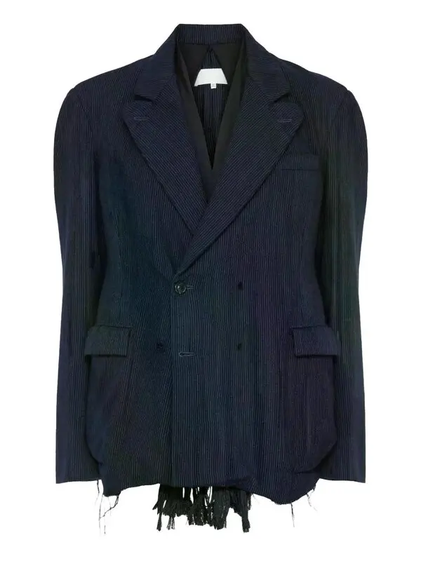 MAISON MARGIELA Striped Double-breasted Blazer - Blue