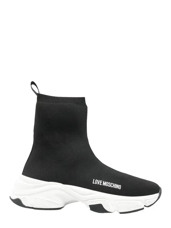 Moschino Logo Sock Sneakers - Black