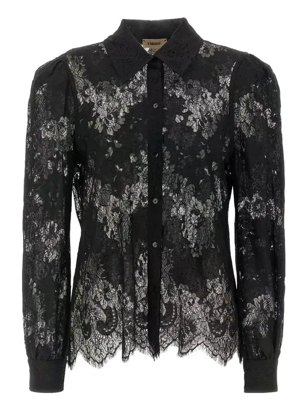 L'Agence Jenica Lace Shirt - Black