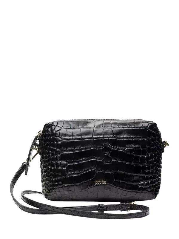 POCHE PARIS Embossed Crossbody Bag - Black