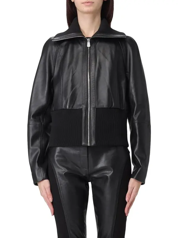 Pinko Leather Bomber Jacket - Black