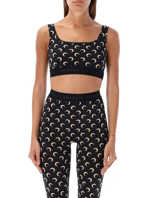 MARINE SERRE Crescent Print Top - Black