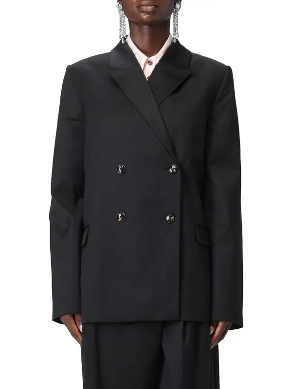 GANNI Double Breasted Blazer - Black