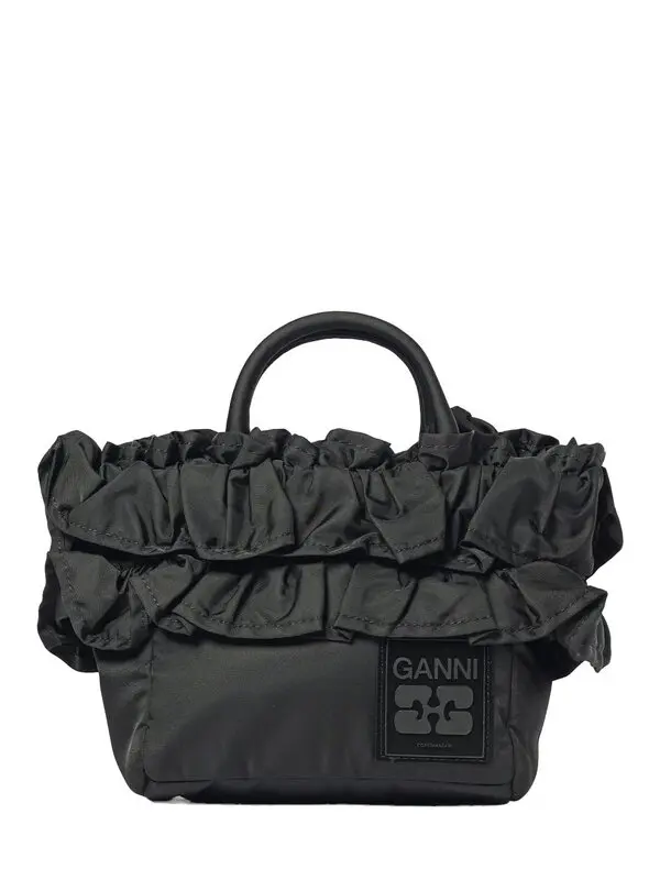 GANNI Mini Bag With Ruffle Detail - Black