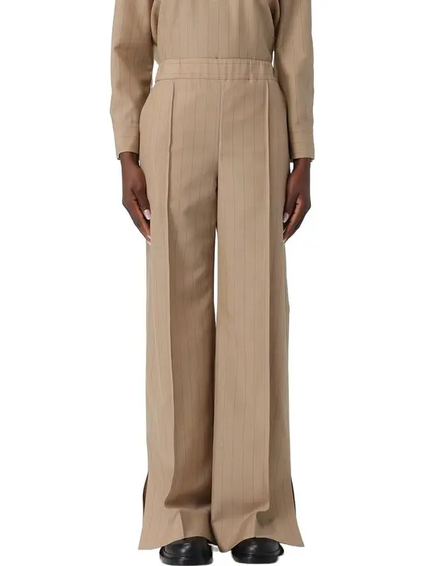 JIL SANDER Striped Wide Leg Trousers - Brown