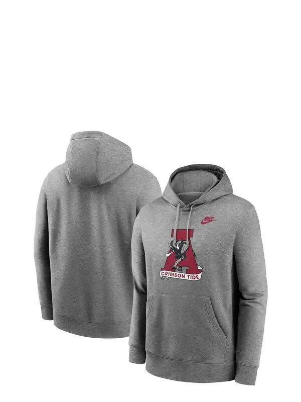 Nike Alabama Crimson Tide Legacy Logo Club Fleece Pullover Hoodie - Heather Gray