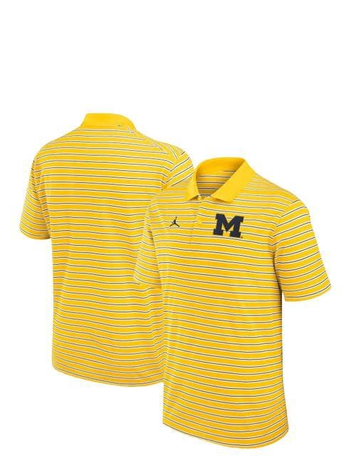 JORDAN BRAND White Michigan Wolverines Primetime Victory Striped Performance Polo - Maize
