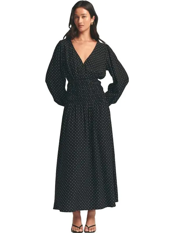 ST MRLO May Gather Midi Dress - Black Base Spot