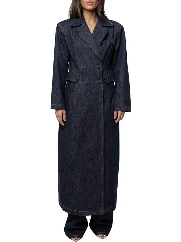 JLUXLABEL Signature Double Breasted Coat - Denim