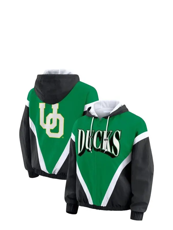 WEAR BY ERIN ANDREWS Colorblocked Full-zip Hoodie Windbreaker Jacket - Green