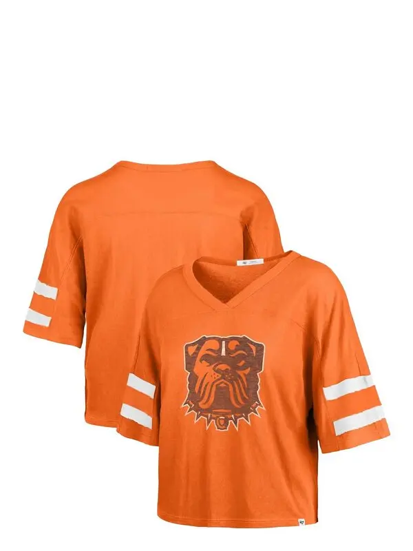 '47 47 Cleveland Browns Premier Scout Cropped V-neck T-shirt - Orange
