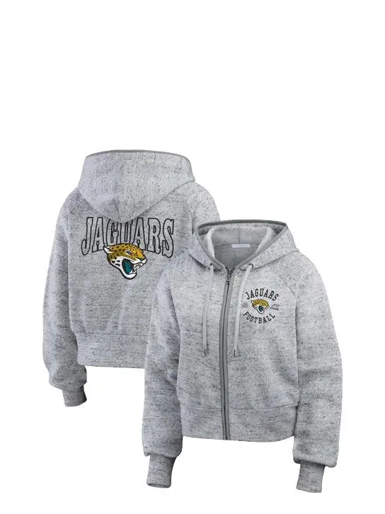 WEAR BY ERIN ANDREWS Jacksonville Jaguars Speckled Fleece Cropped Full-zip Hoodie - Heather Gray
