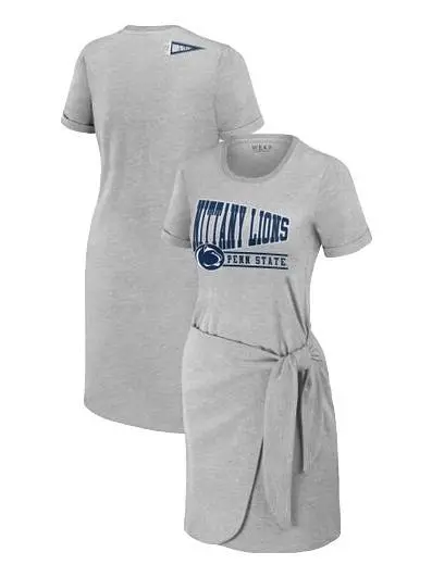 WEAR BY ERIN ANDREWS Penn State Nittany Lions Knotted T-shirt Dress By - Heather Gray