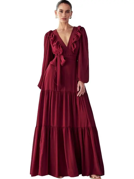 WILLA Allie Maxi Dress - Burgundy