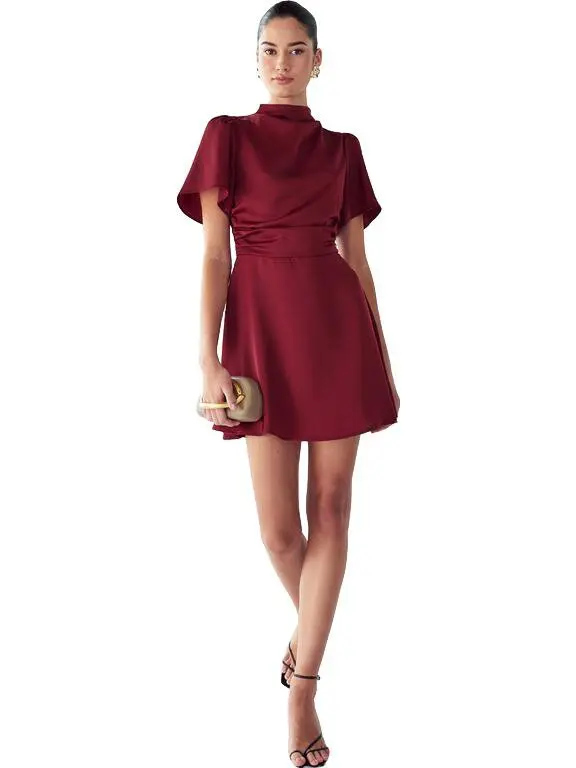 WILLA Saray Mini Dress - Burgundy