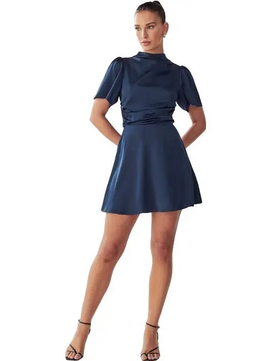 WILLA Saray Mini Dress - Navy Blue