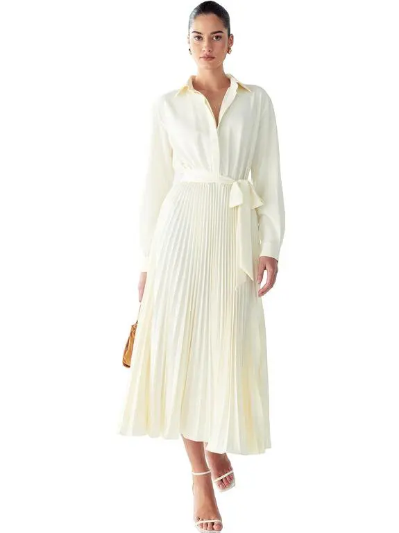 WILLA Mckenzi Midi Blouson Dress - Cream