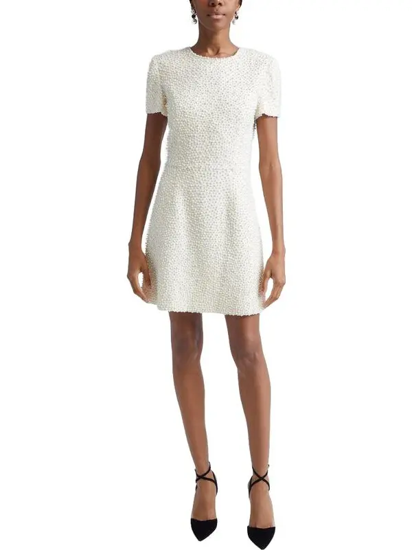 Carolina Herrera Faux Pearl Embellished A-line Mini Dress - Ivory