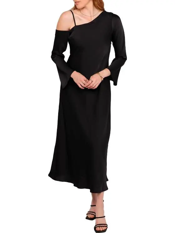PETAL & PUP Lindra One-shoulder Maxi Dress - Black