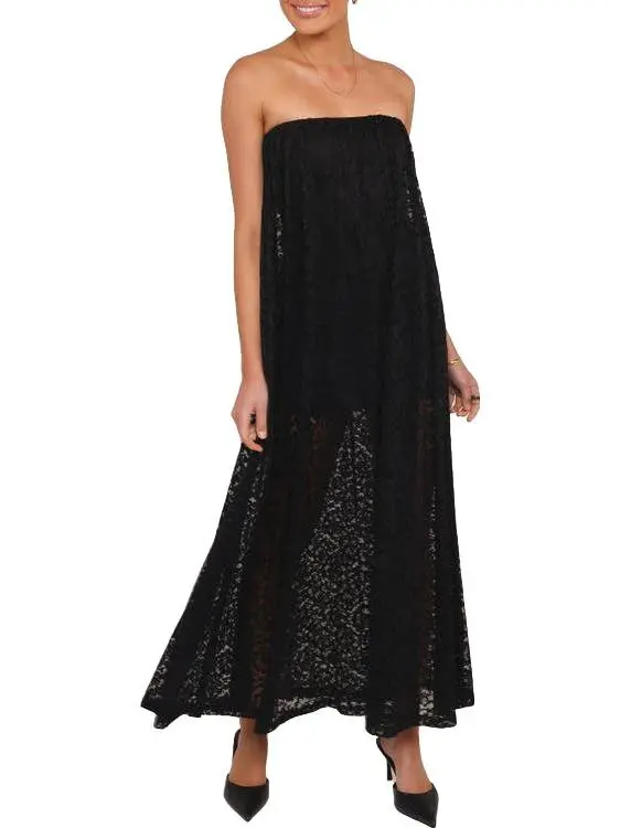 PETAL & PUP Davina Lace Strapless Maxi Dress - Black Lace