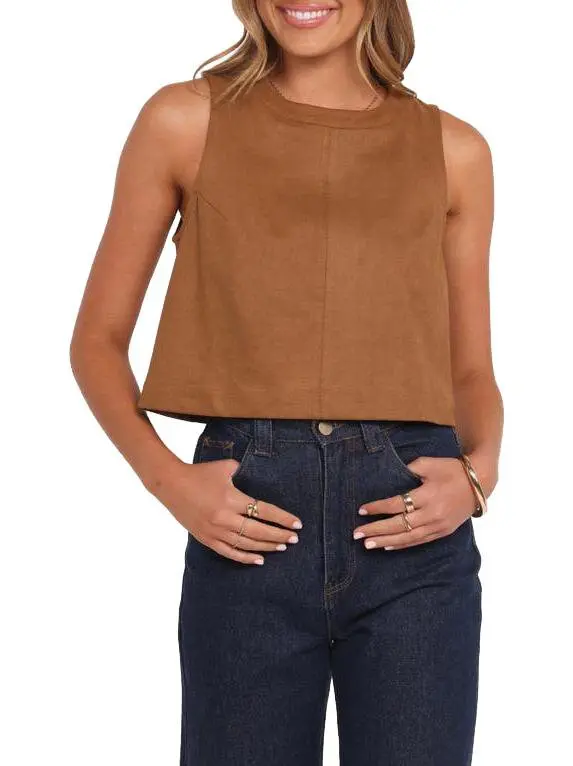 PETAL & PUP Charles Faux Suede Sleeveless Top - Camel